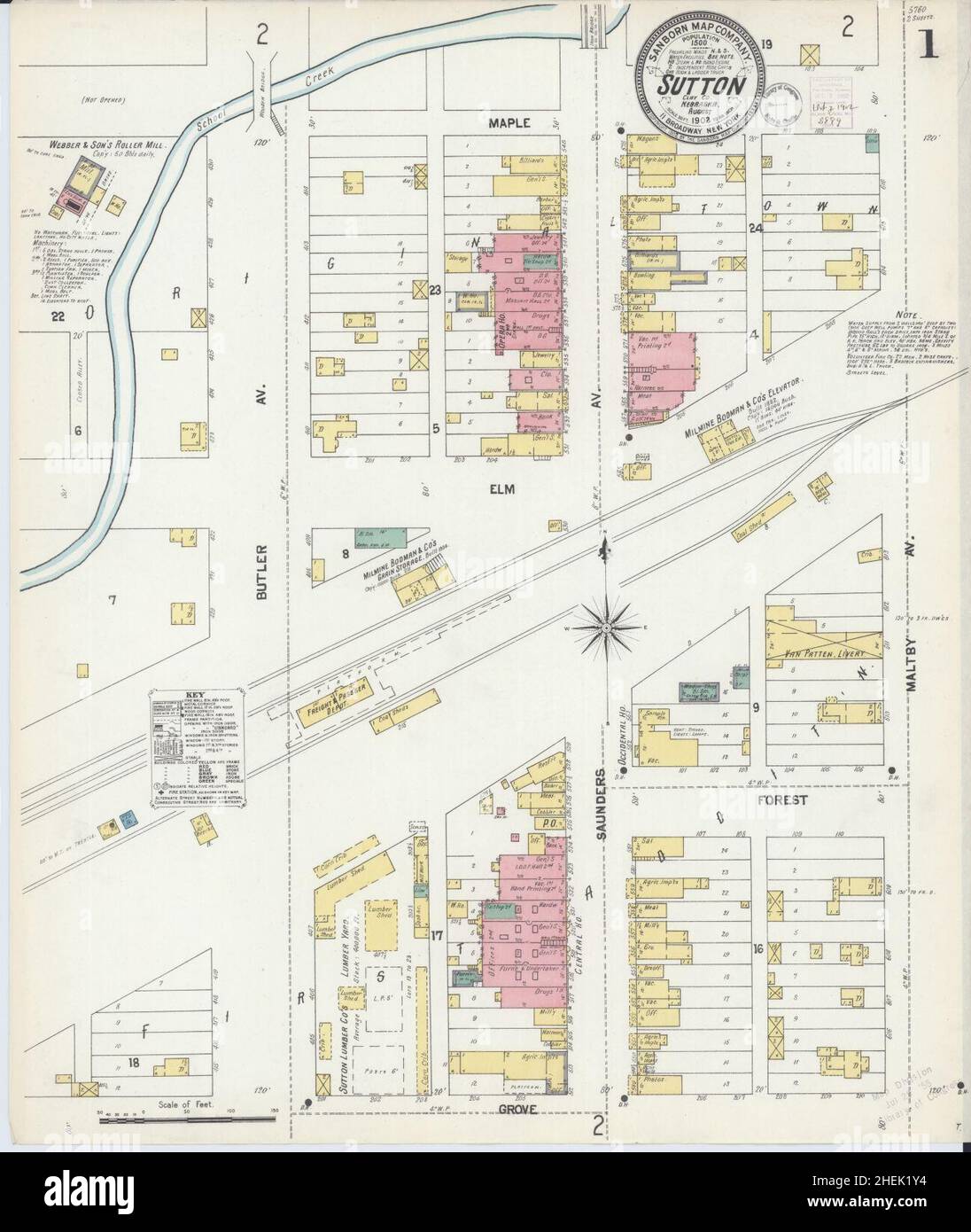 Sanborn Fire Insurance Map from Sutton, Clay County, Nebraska Stock ...