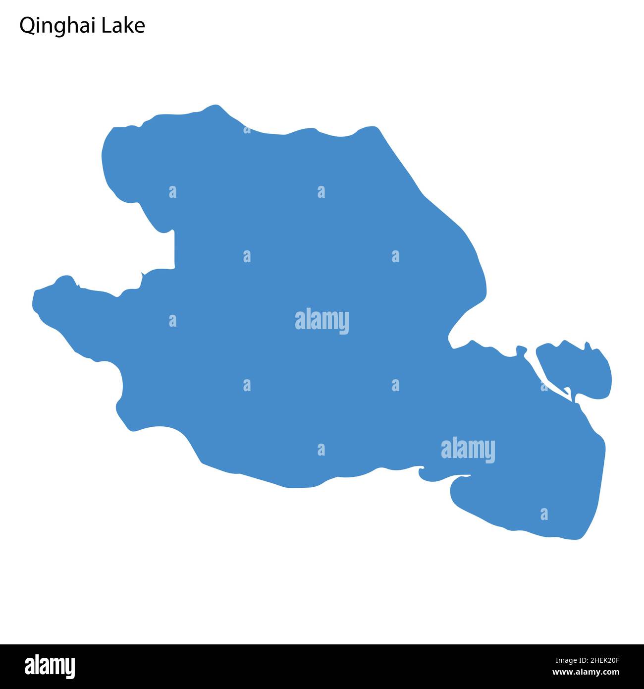 Blue outline map of Qinghai Lake, Isolated vector siilhouette on white ...