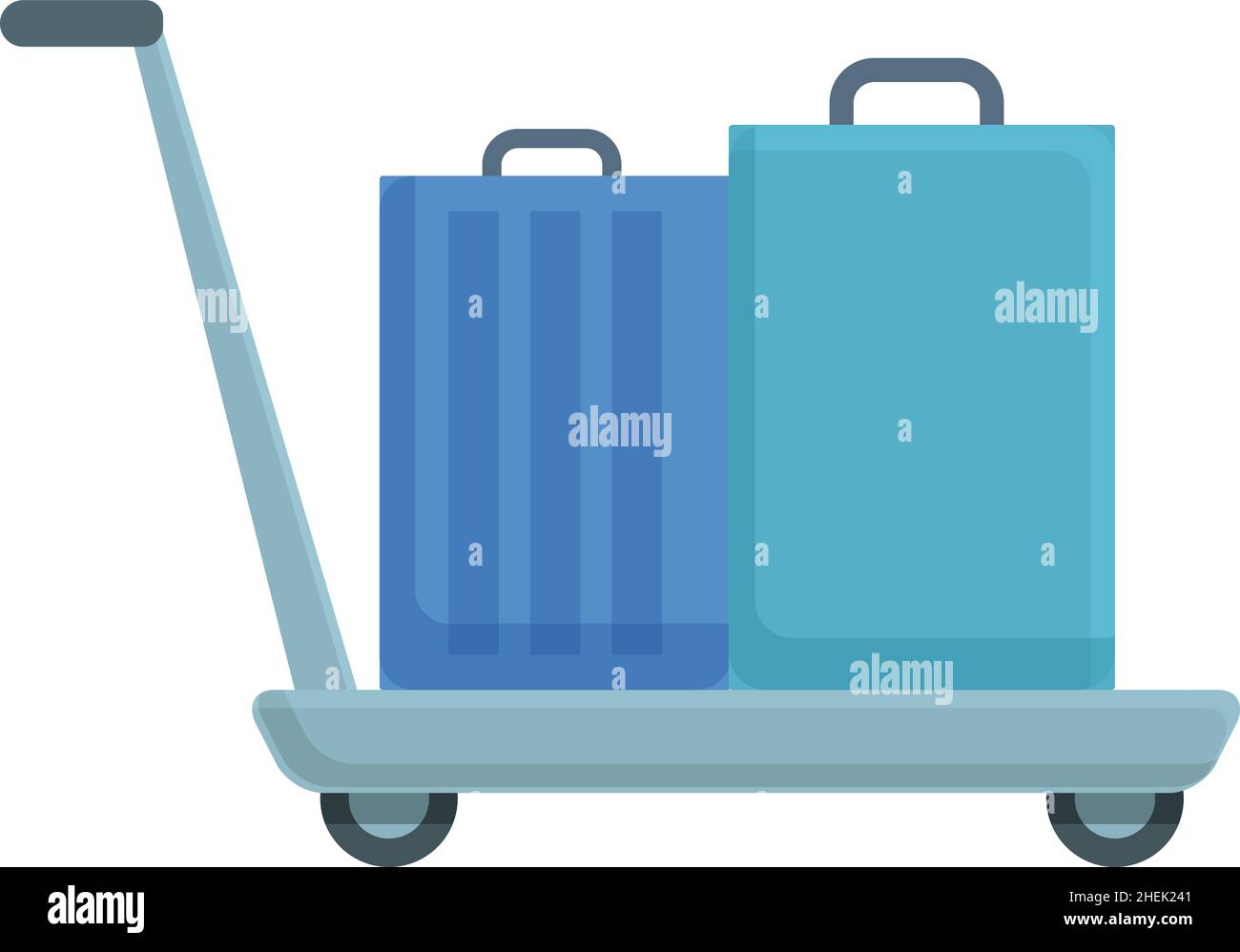 Summer luggage trolley icon cartoon vector. Airport travel. Suitcase ...