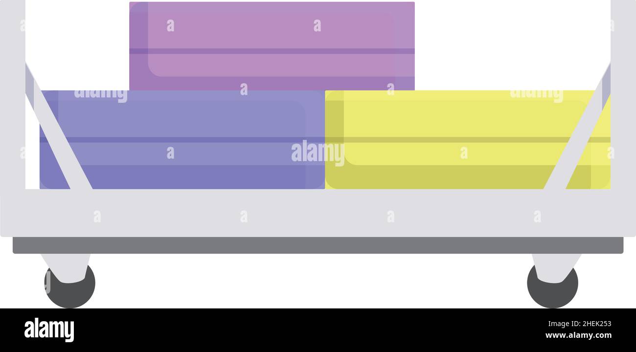 Travel luggage trolley icon cartoon vector. Suitcase airport. Hotel ...