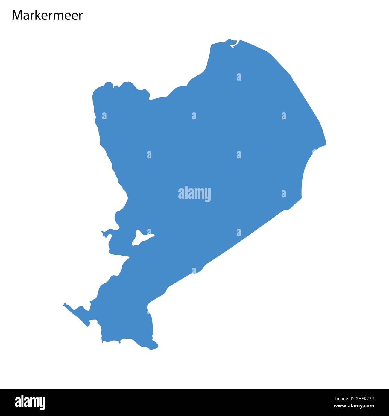 Blue outline map of Markermeer Lake, Isolated vector siilhouette on ...