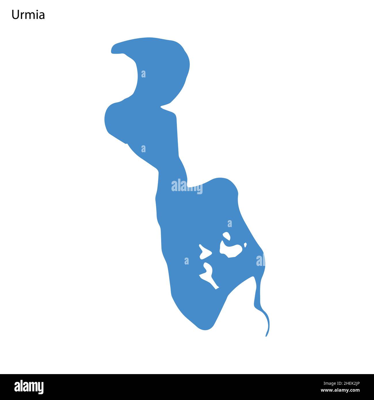 Blue outline map of Urmia Lake, Isolated vector siilhouette on white ...