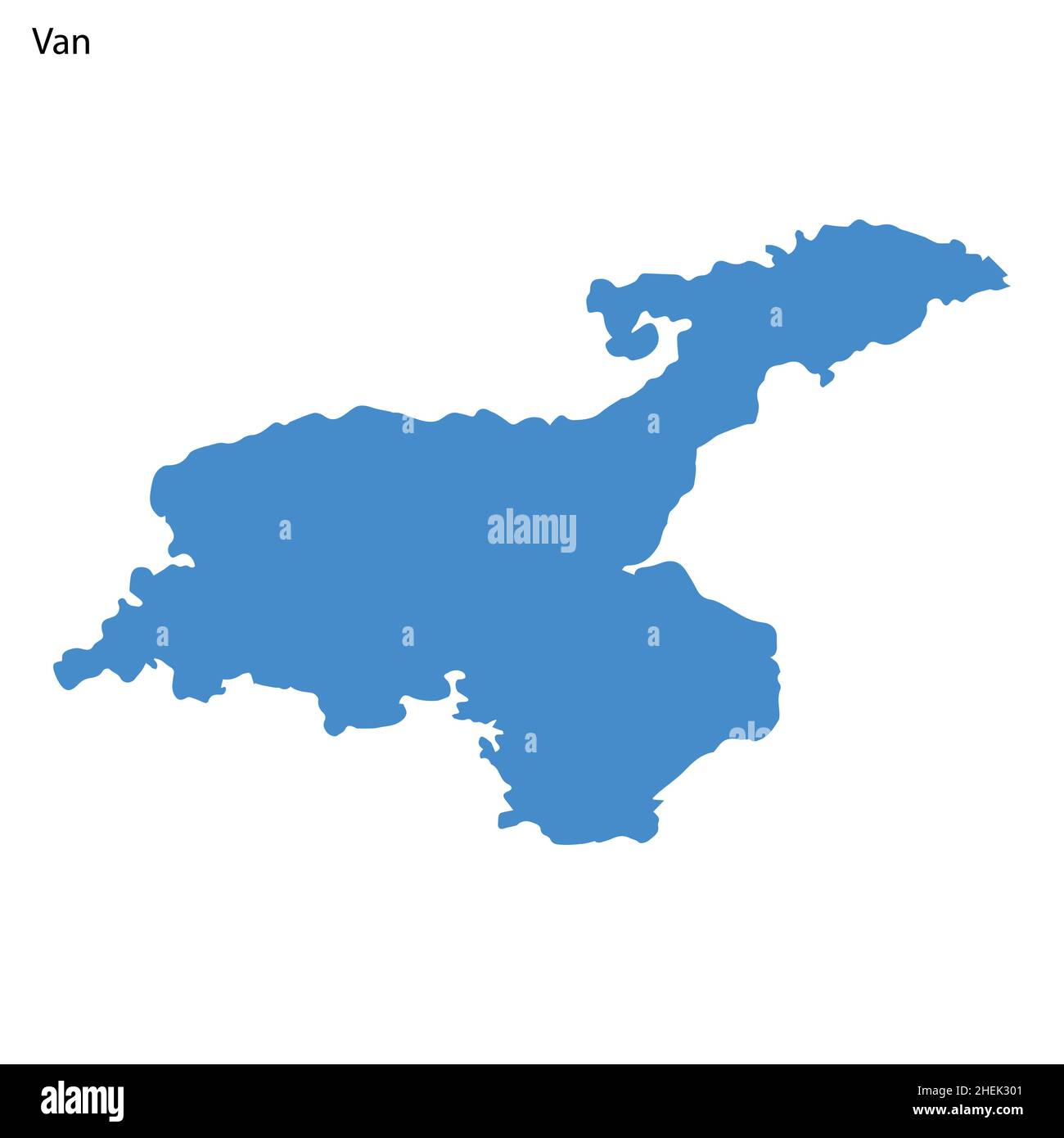 Blue outline map of Van Lake, Isolated vector siilhouette on white ...
