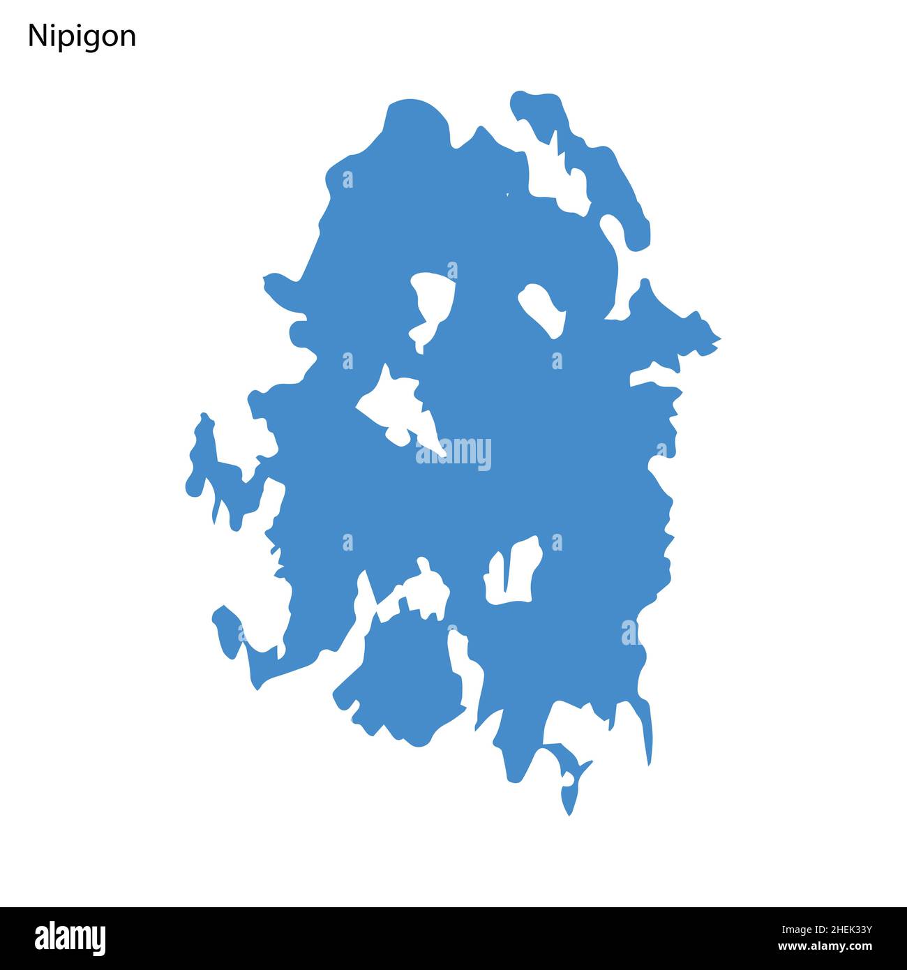 Blue outline map of Nipigon Lake, Isolated vector siilhouette on white ...