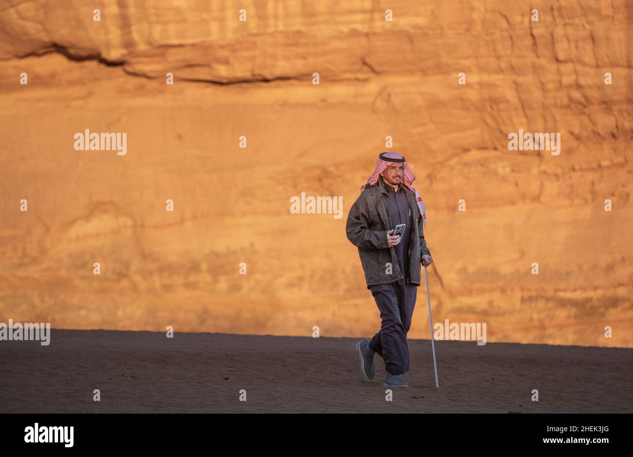 Al Ula, Saudi Arabia, 2nd. January 2022: Saudi man walking in the ...