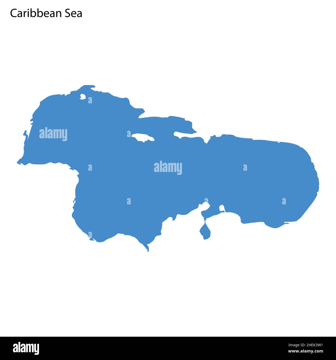 Blue outline map of Caribbean Sea, Isolated vector siilhouette sea on ...