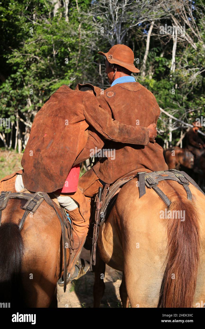 conde, bahia, brazil - january 9, 2022: Cowboys wearing typical leather ...
