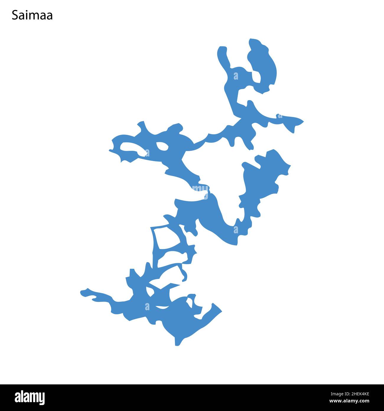 Blue outline map of Saimaa Lake, Isolated vector siilhouette on white ...