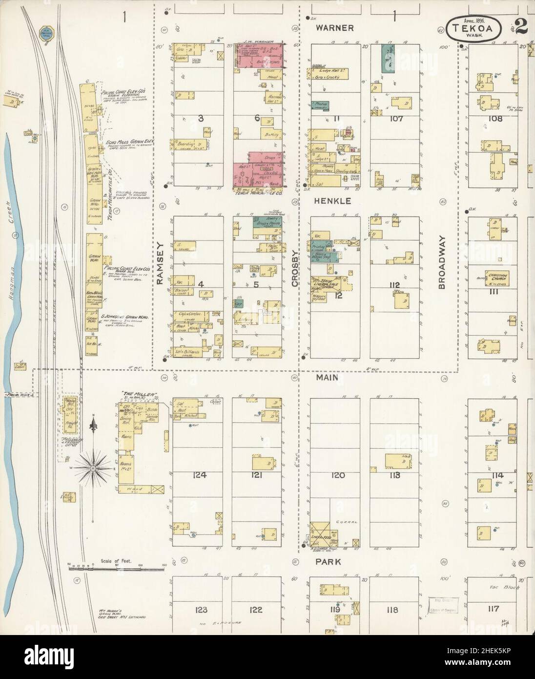 Sanborn Fire Insurance Map from Tekoa, Whitman County, Washington Stock ...
