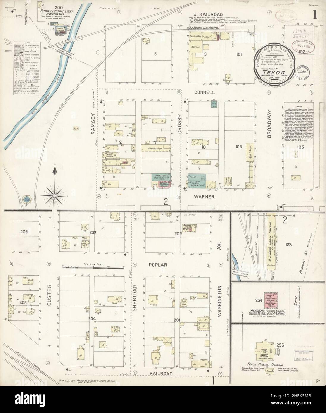 Sanborn Fire Insurance Map from Tekoa, Whitman County, Washington Stock ...