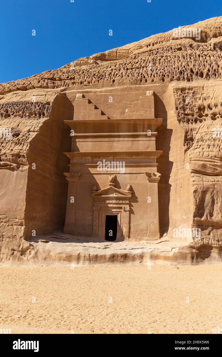 famous burial chambers of Hegra, Al Ula, in Saudi Arabia Stock Photo ...