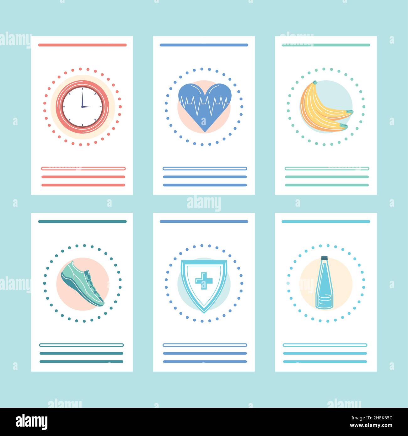 healthy lifestyle cards icons Stock Vector Image & Art - Alamy