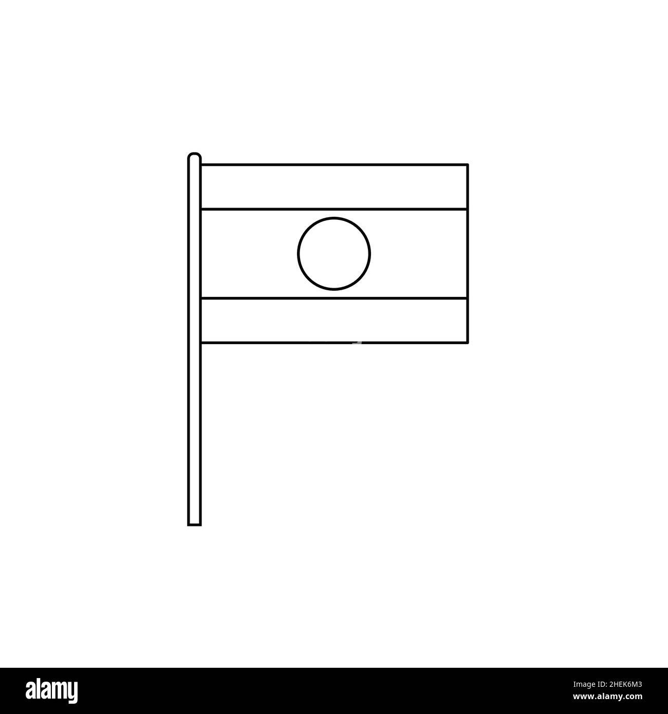 Black outline flag on of Laos. Thin line vector icon Stock Vector Image ...