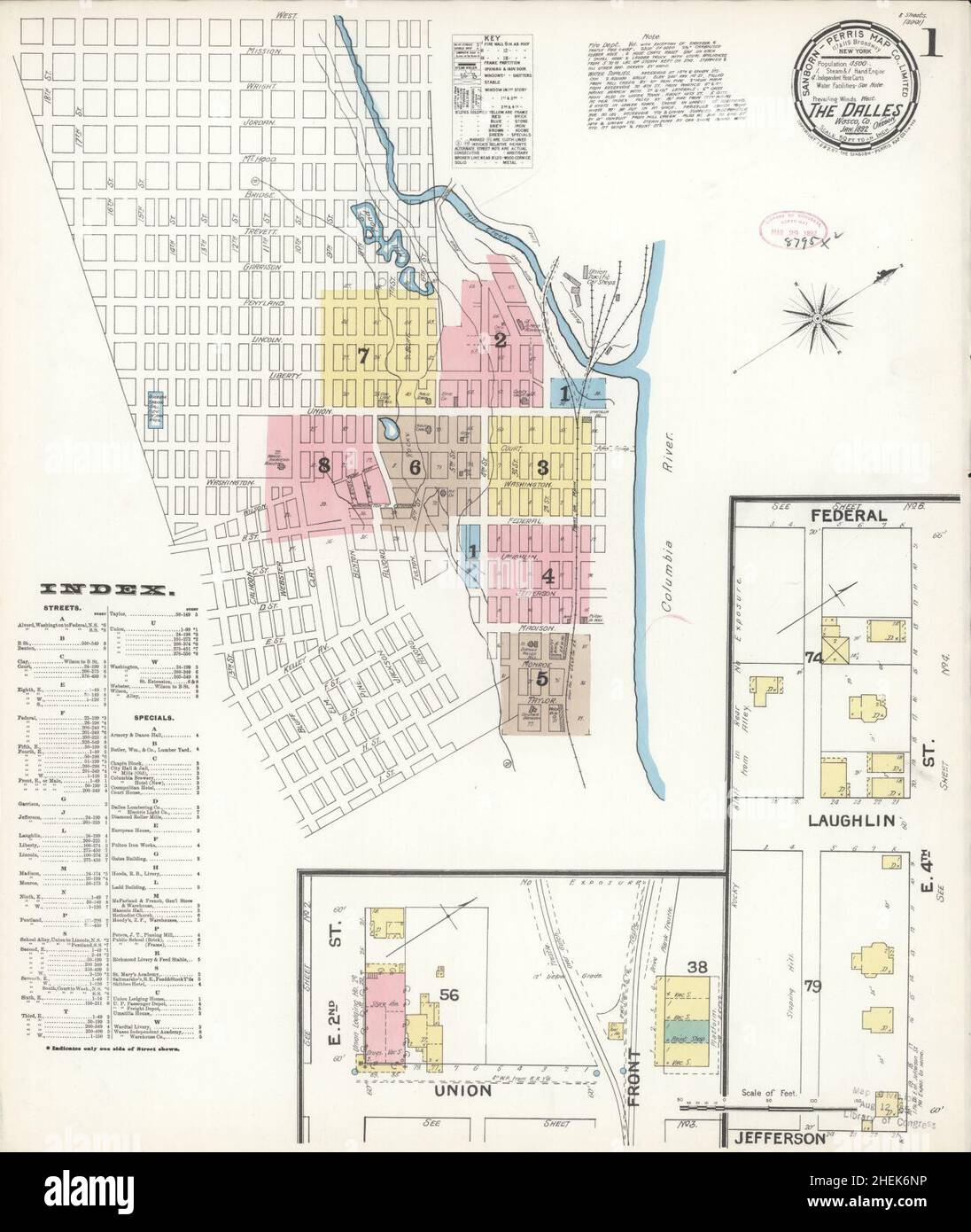 Sanborn Fire Insurance Map from The Dalles, Wasco County, Oregon Stock ...