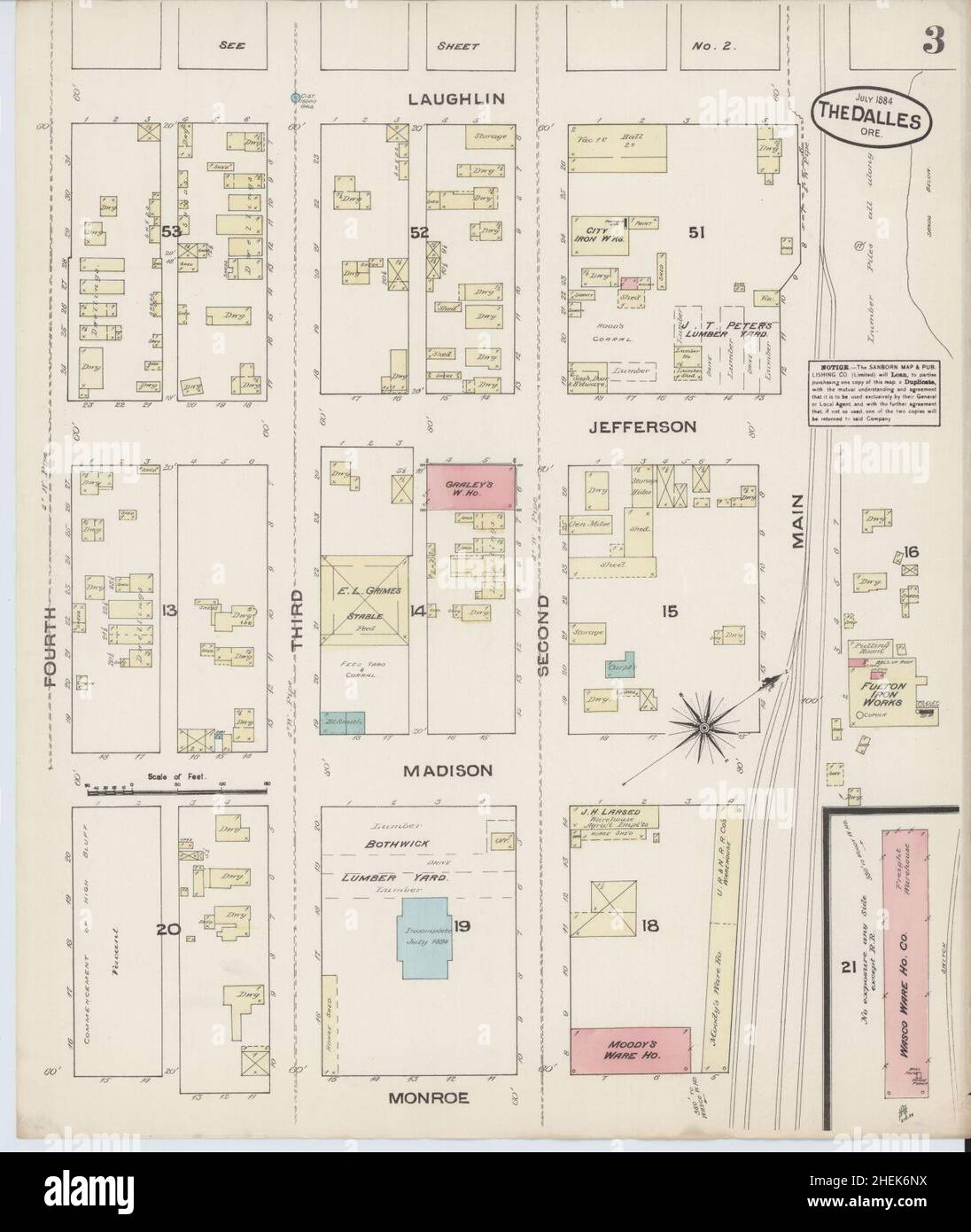 Sanborn Fire Insurance Map from The Dalles, Wasco County, Oregon Stock ...