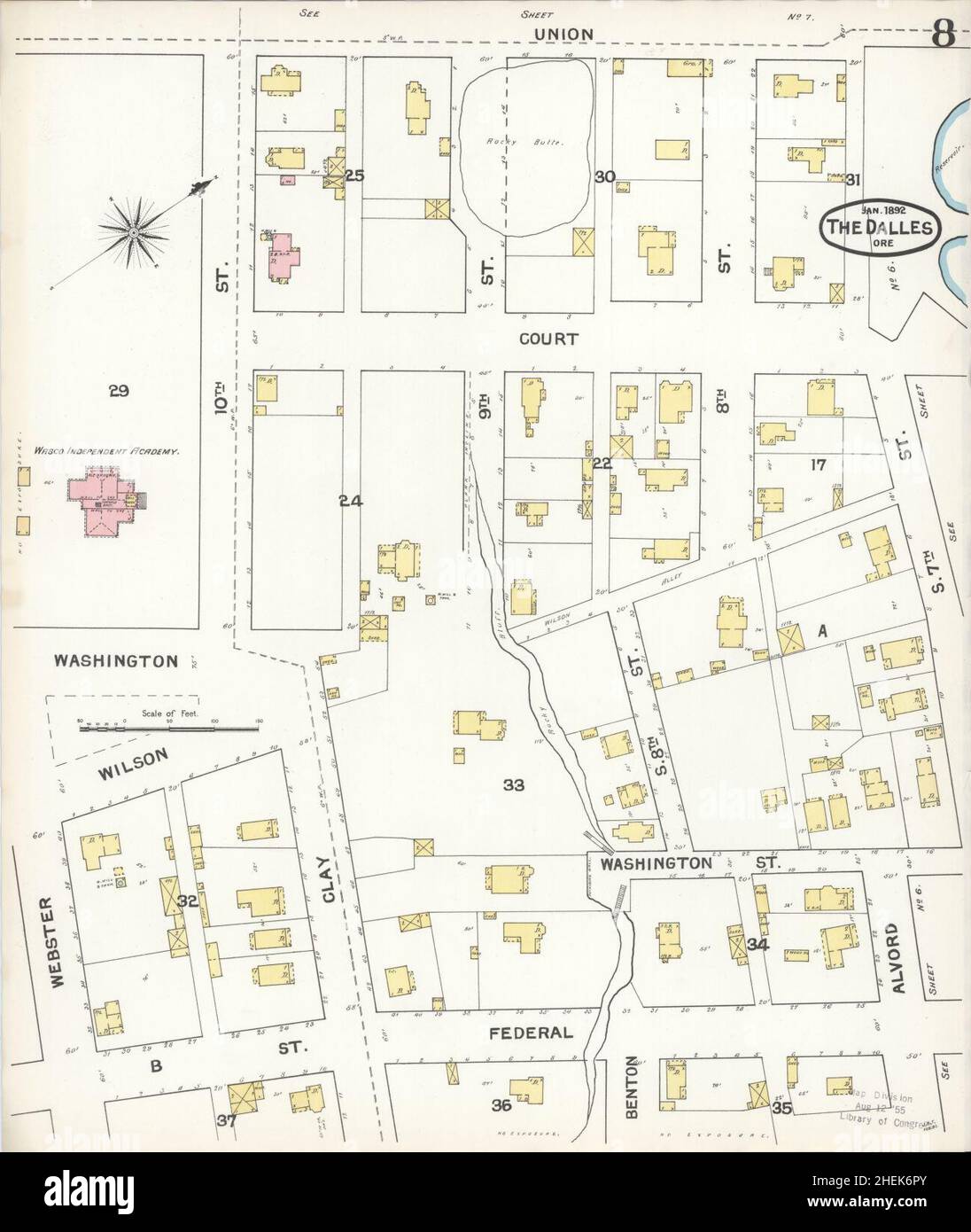 Sanborn Fire Insurance Map from The Dalles, Wasco County, Oregon Stock ...