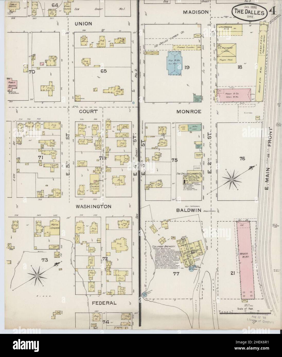Sanborn Fire Insurance Map from The Dalles, Wasco County, Oregon Stock ...