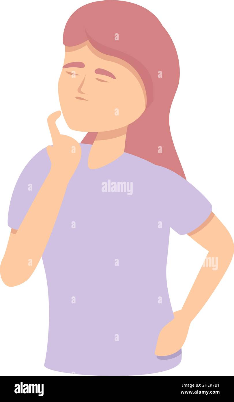 Girl Thinking Memory Icon Cartoon Vector Woman Dementia Disease Care