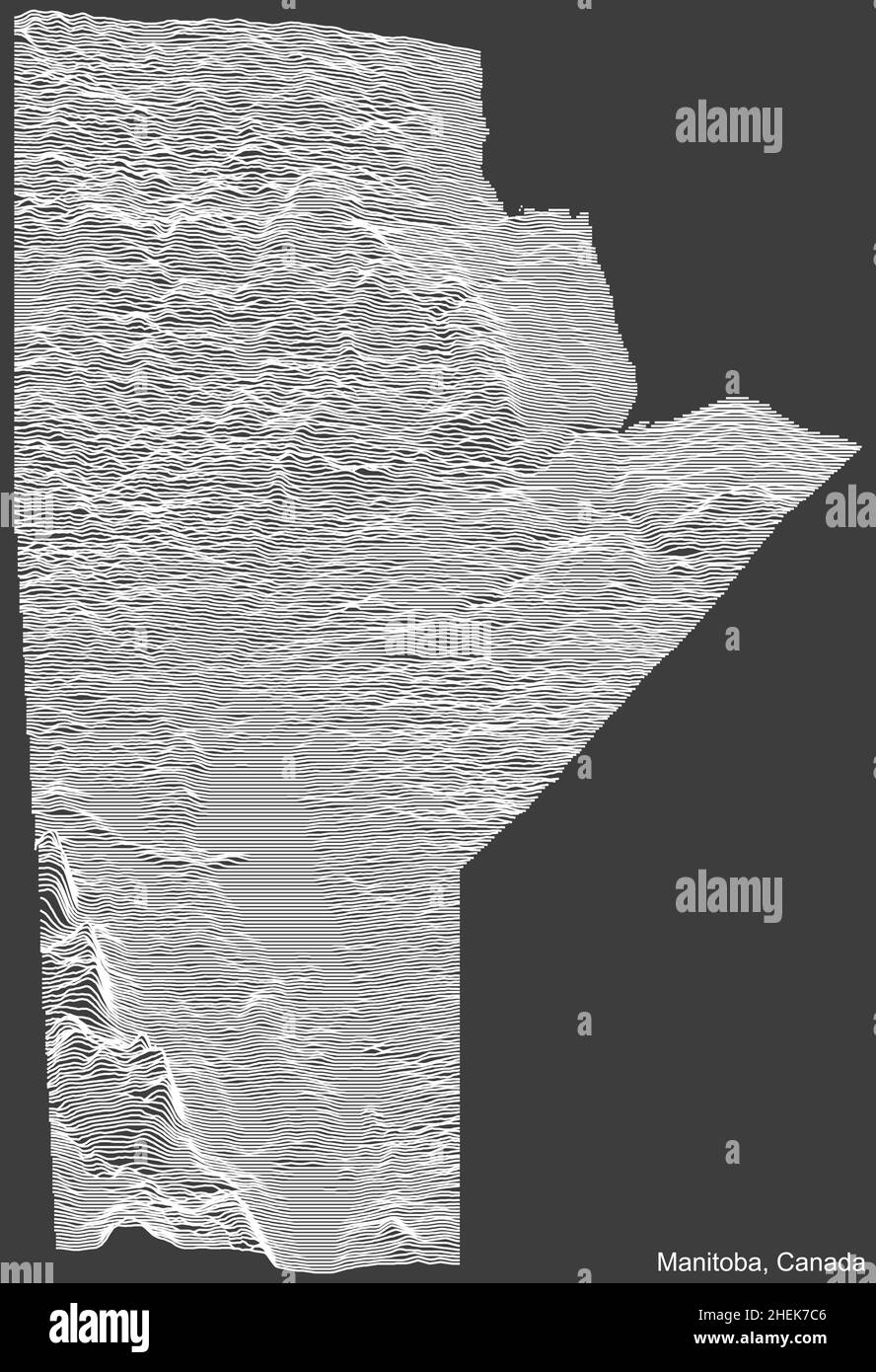 Topographic negative relief map of the Canadian province of MANITOBA ...