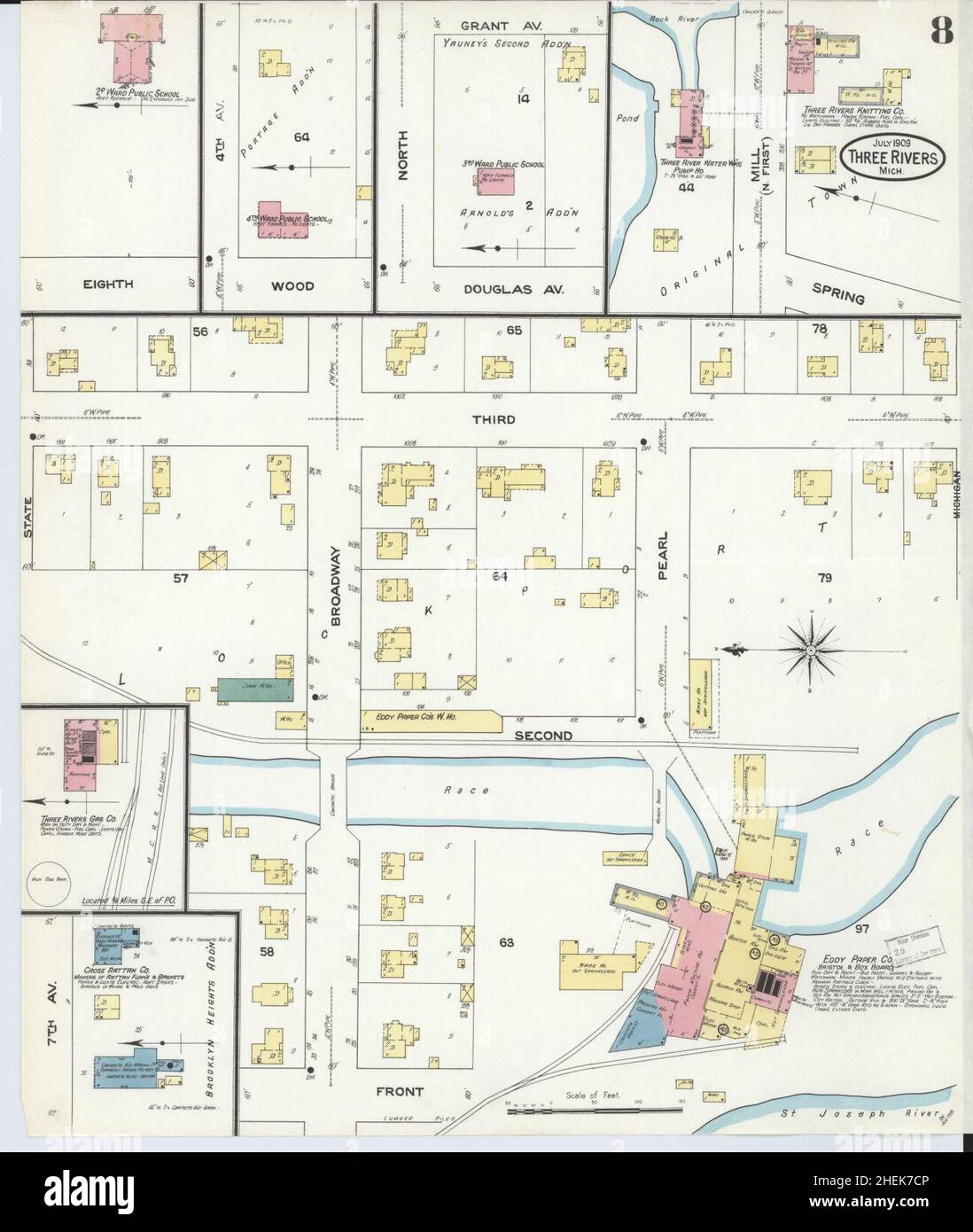 Three rivers michigan map hi-res stock photography and images - Alamy