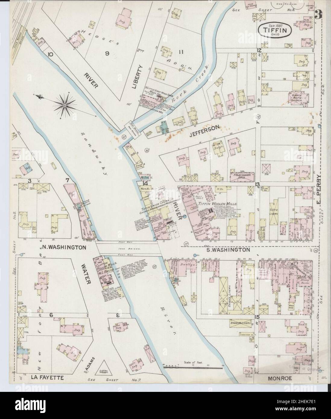 Sanborn Fire Insurance Map from Tiffin, Seneca County, Ohio Stock Photo ...