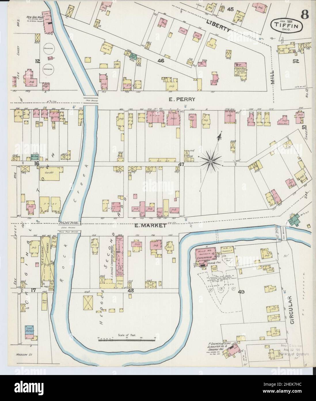 Sanborn Fire Insurance Map from Tiffin, Seneca County, Ohio Stock Photo ...