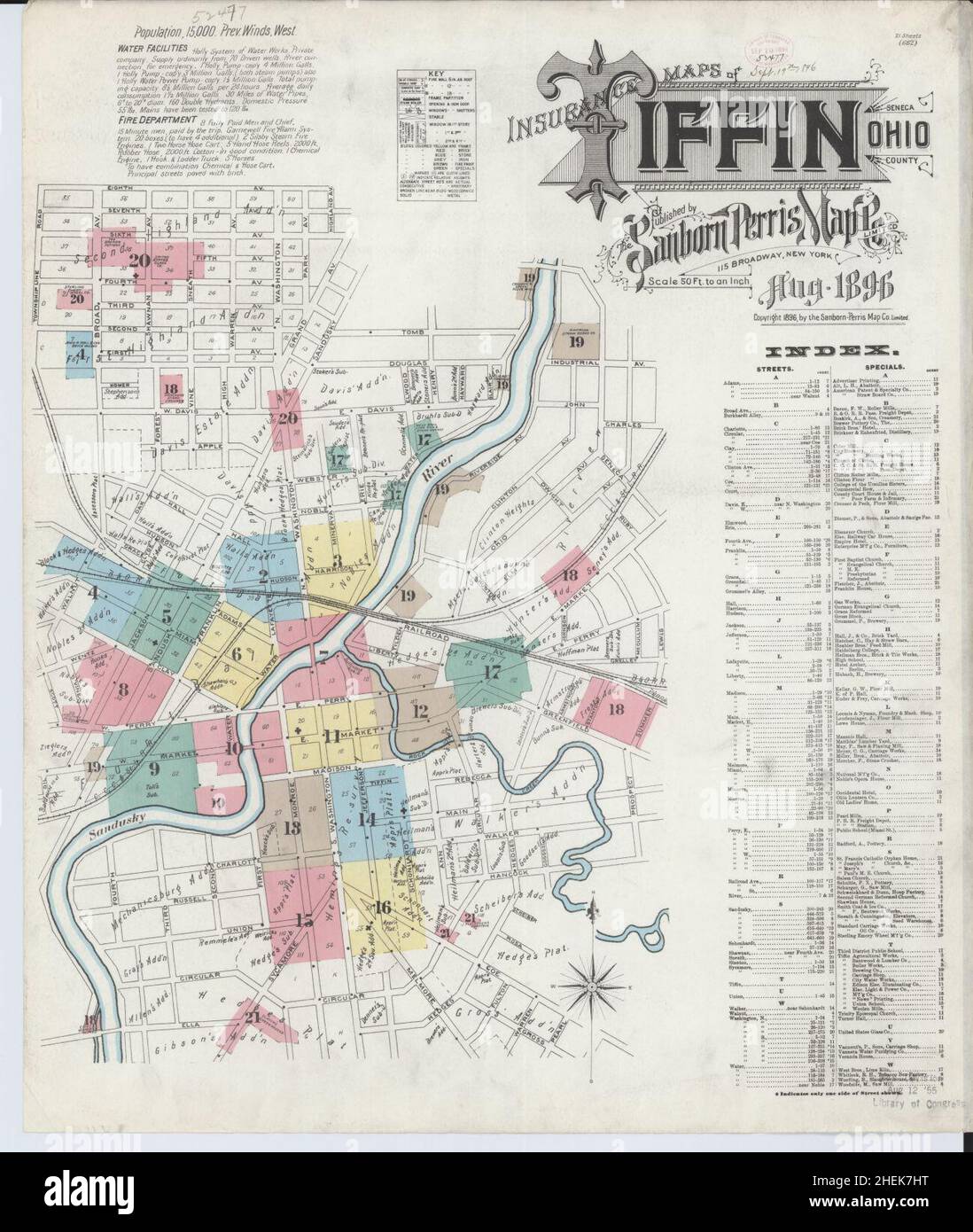 Sanborn Fire Insurance Map from Tiffin, Seneca County, Ohio Stock Photo ...