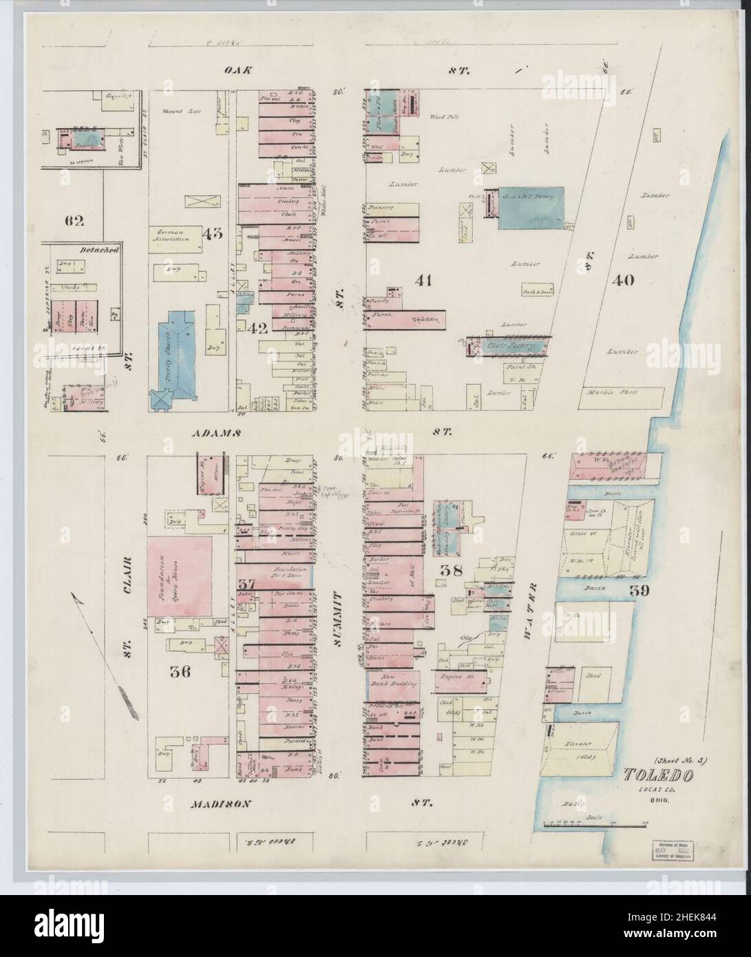 Sanborn Fire Insurance Map from Toledo, Lucas County, Ohio Stock Photo ...