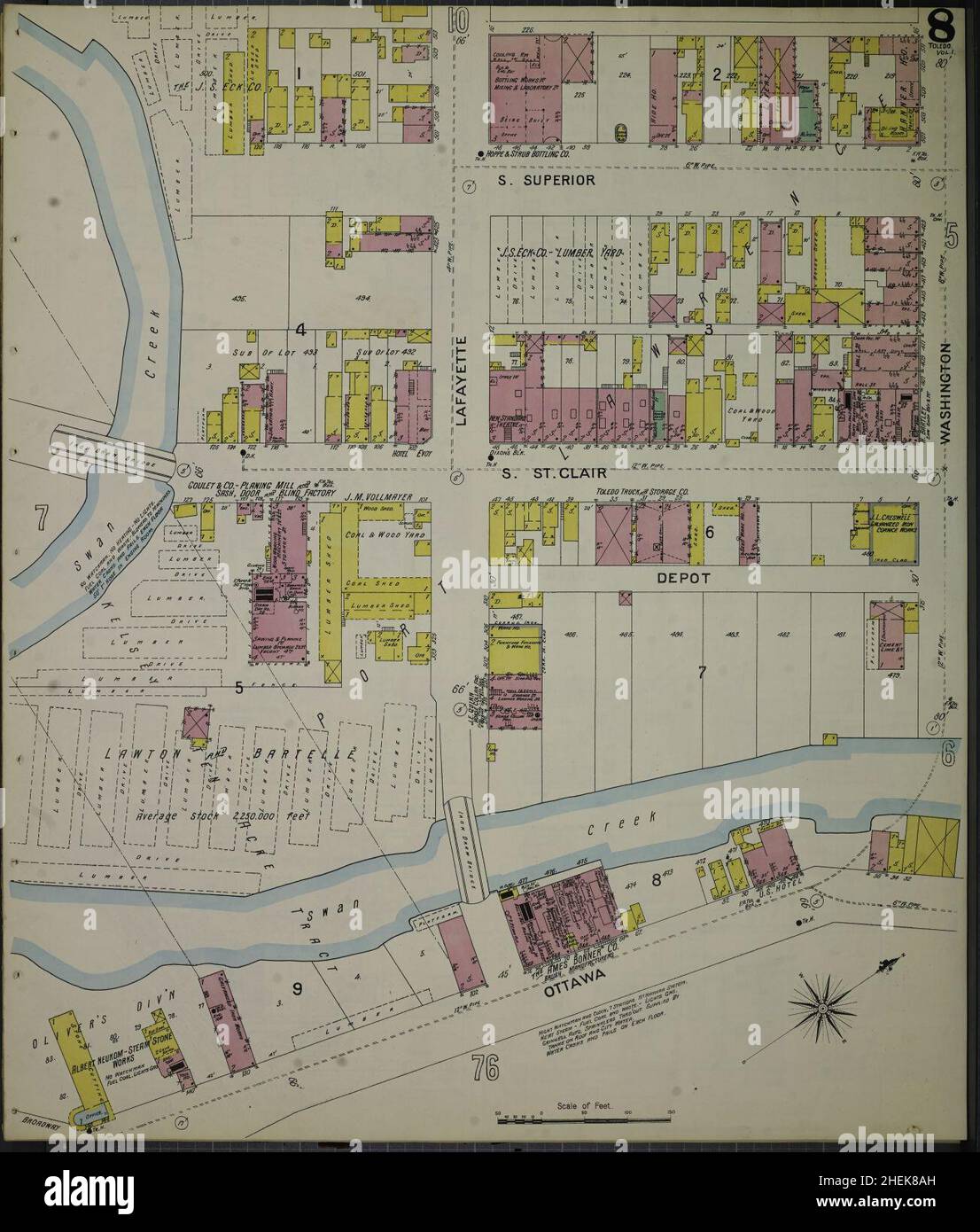 Sanborn Fire Insurance Map from Toledo, Lucas County, Ohio Stock Photo ...
