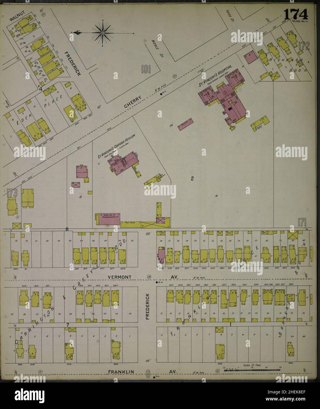 Sanborn Fire Insurance Map from Toledo, Lucas County, Ohio Stock Photo ...