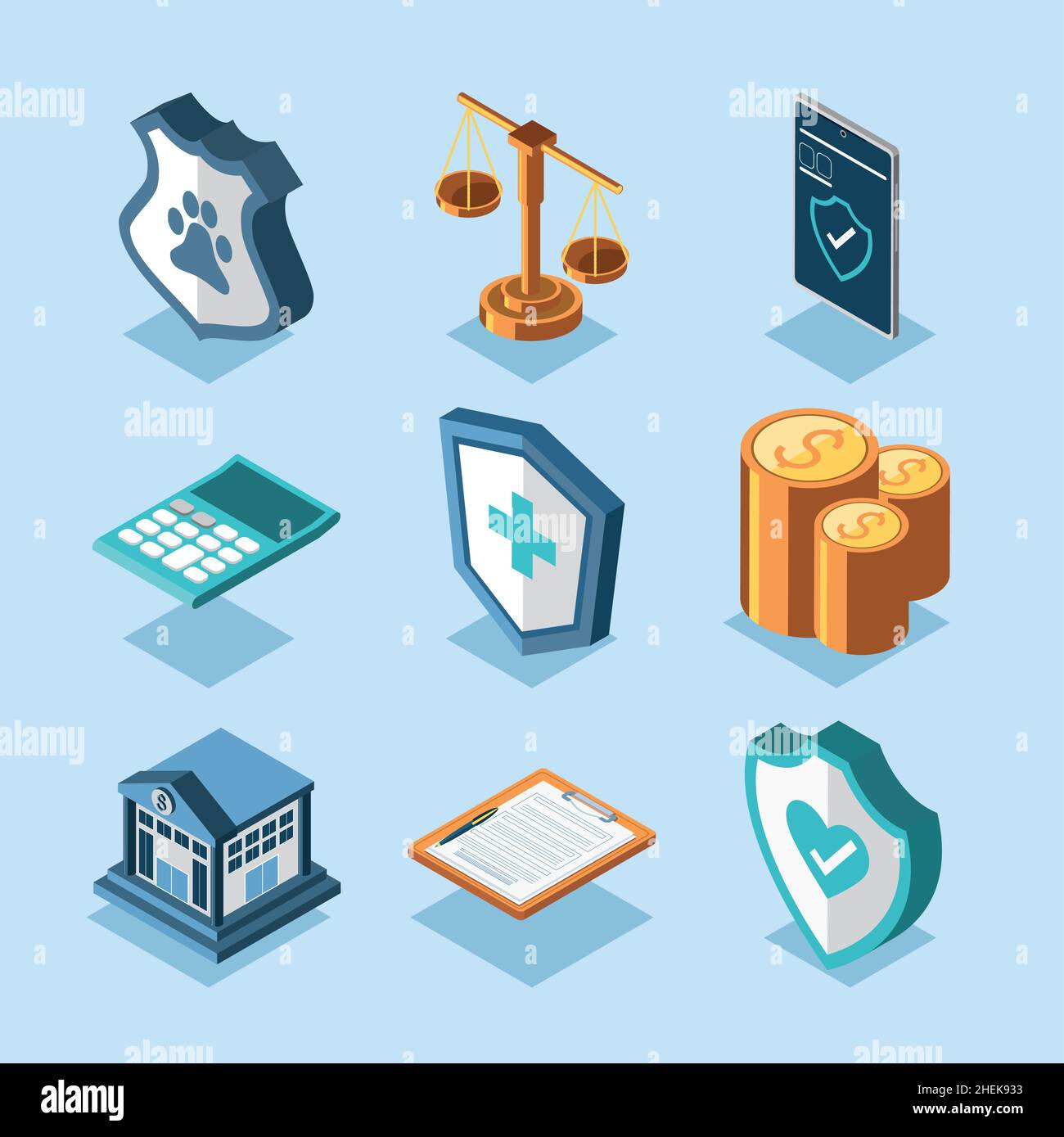 insurance isometric icons Stock Vector Image & Art - Alamy