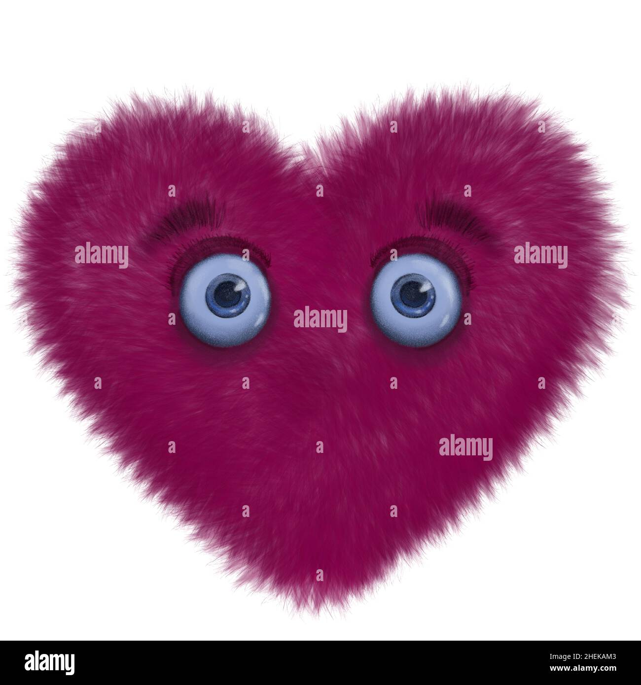 cute fluffy red heart with sad eyes, holiday illustration for valentine ...