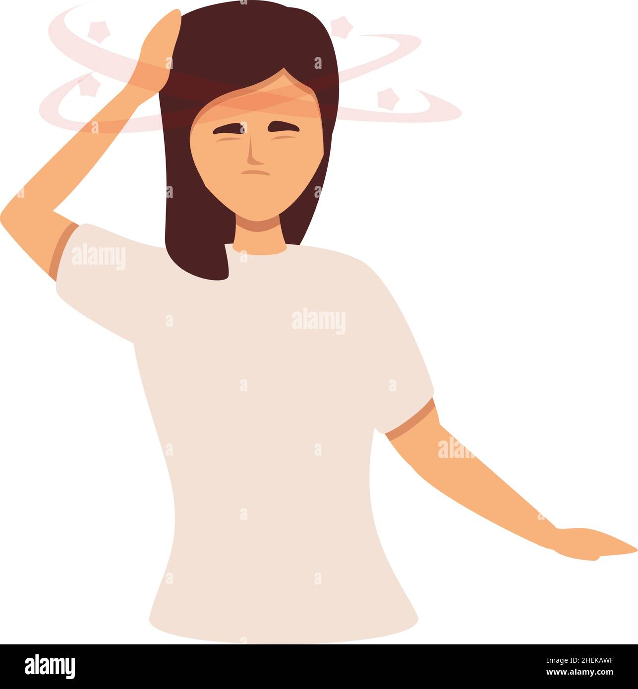 Woman headache icon cartoon vector. Sick pain. Brain dizziness Stock ...