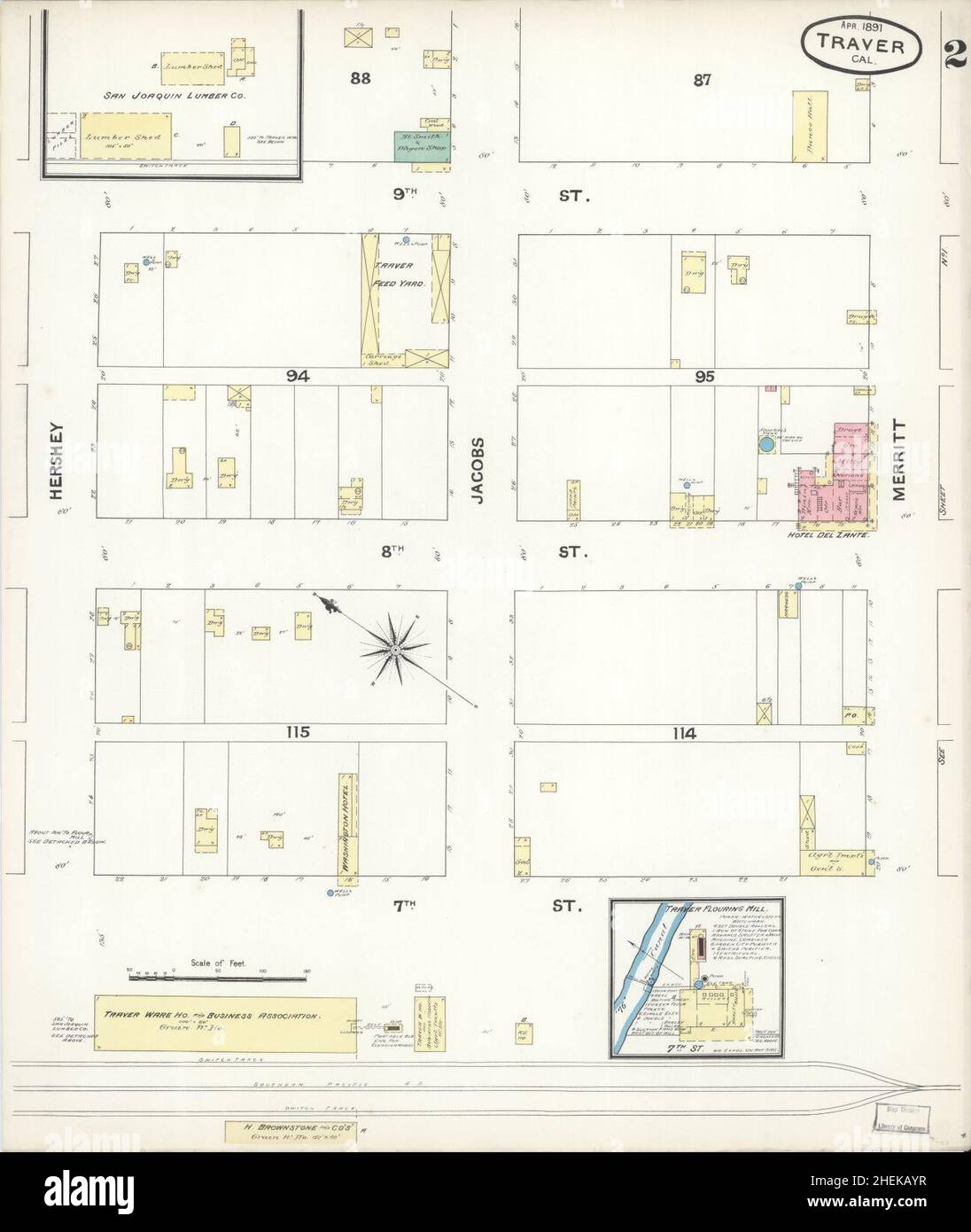 Sanborn Fire Insurance Map from Traver, Tulare County, California Stock ...