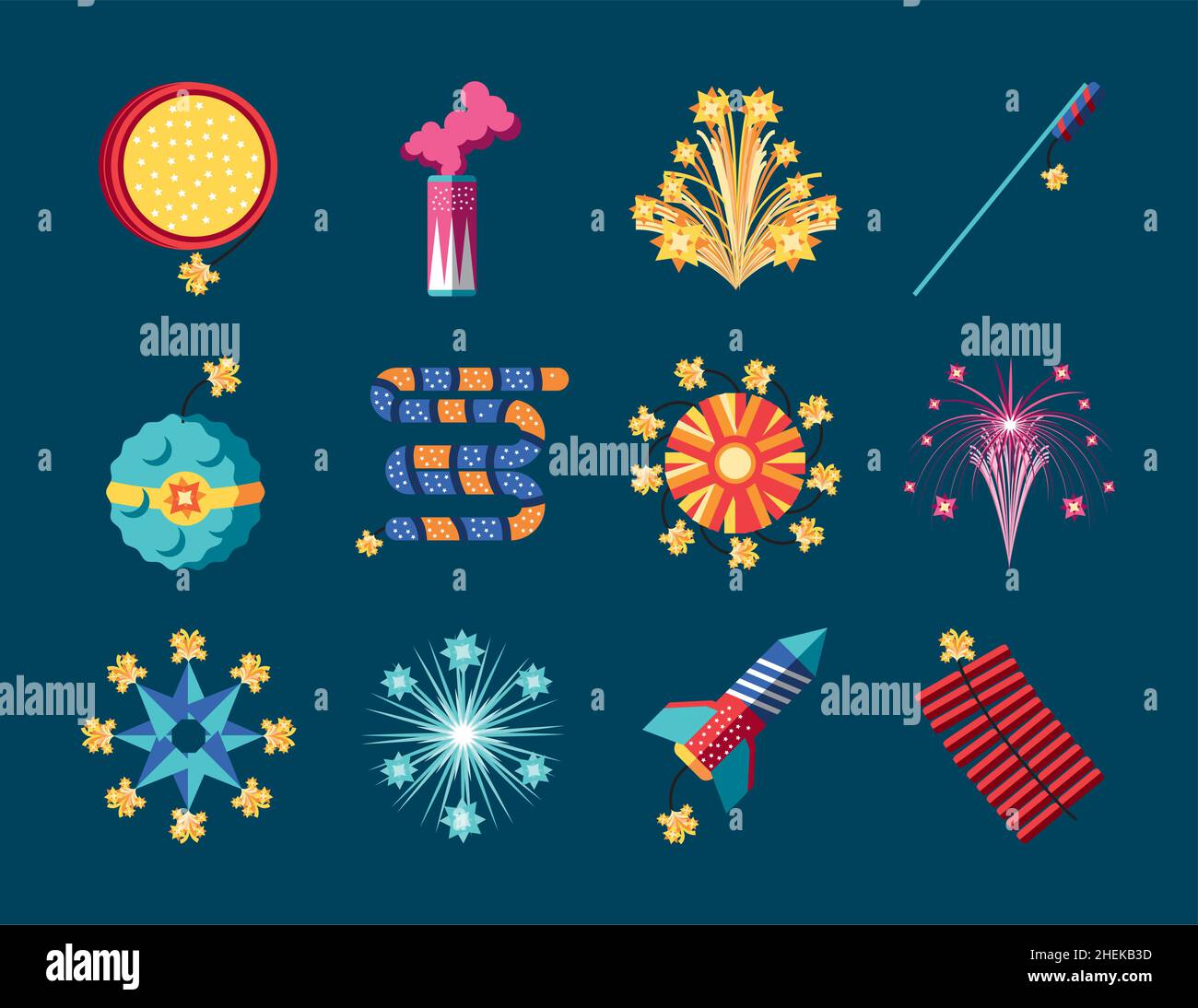 set of fireworks Stock Vector Image & Art - Alamy