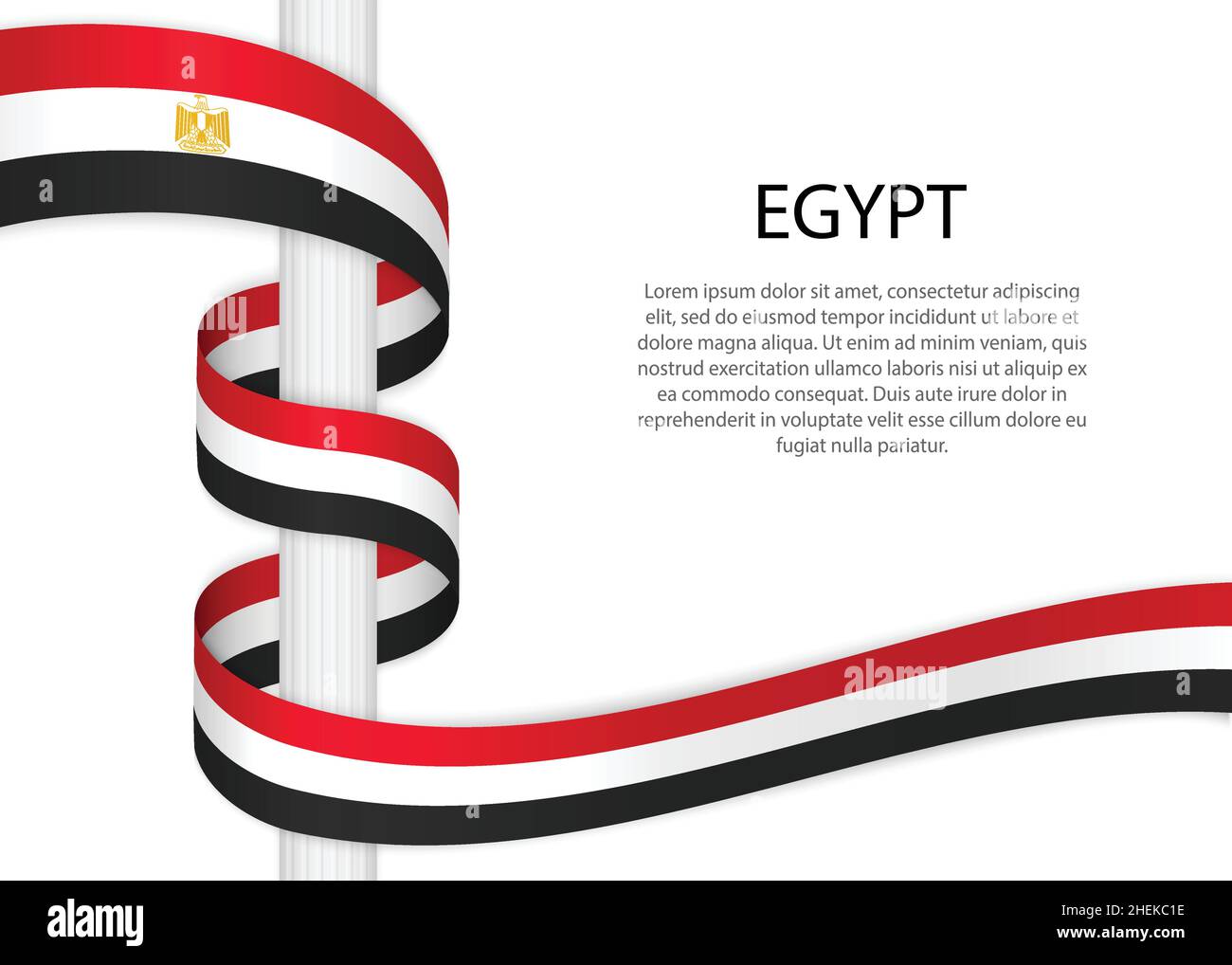 Waving ribbon on pole with flag of Egypt. Template for independence day ...