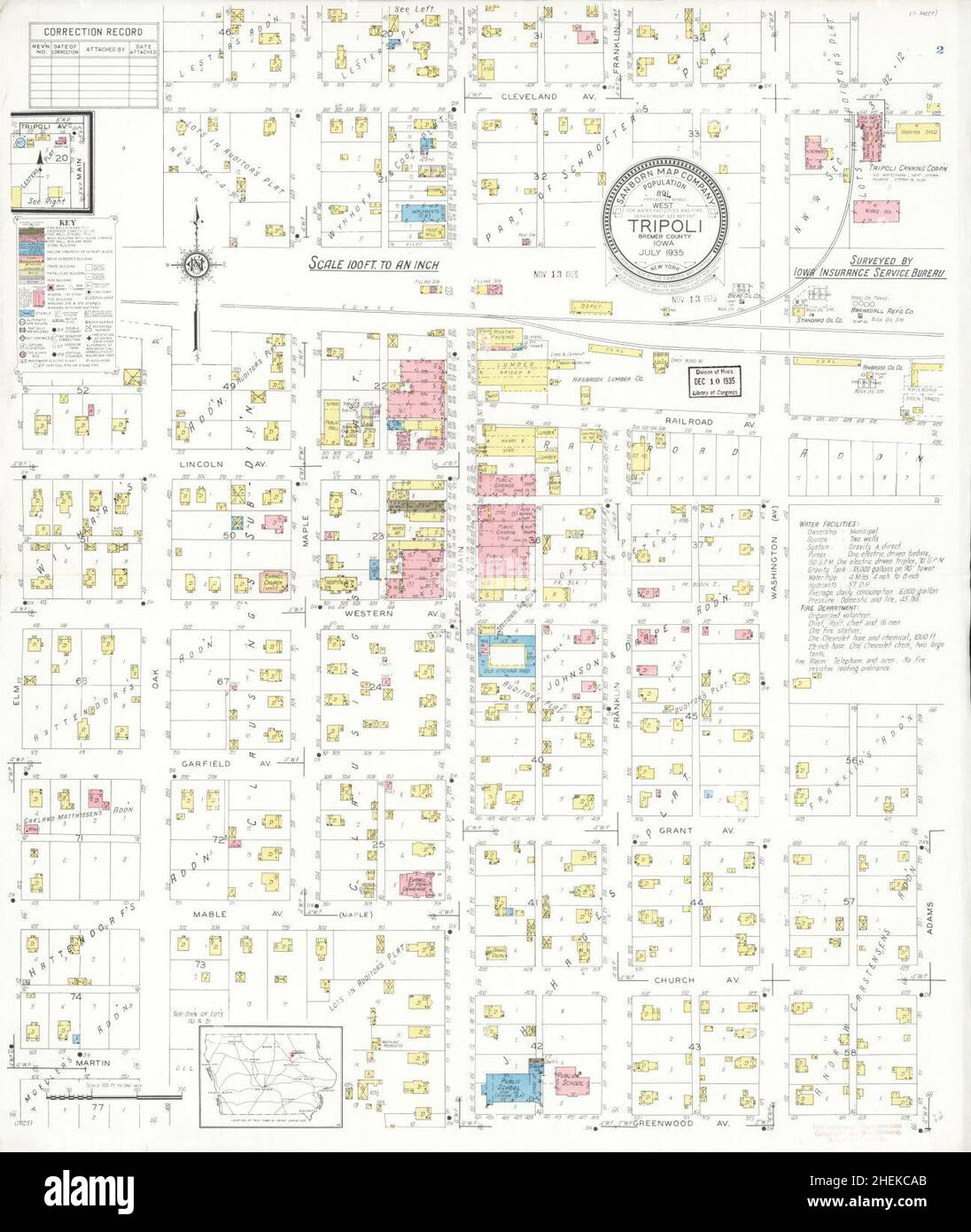 Sanborn Fire Insurance Map from Tripoli, Bremer County, Iowa Stock ...