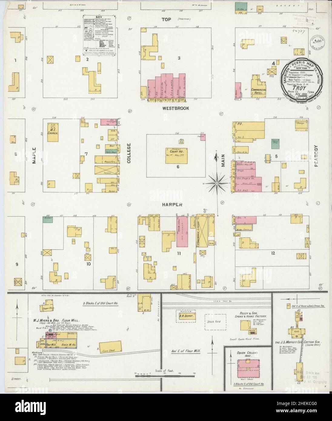 Sanborn Fire Insurance Map from Troy, Obion County, Tennessee Stock ...