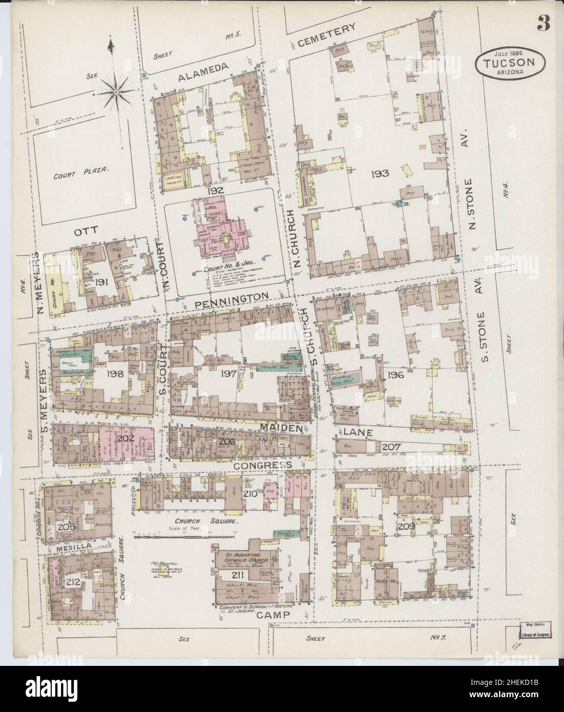 Sanborn Fire Insurance Map from Tucson, Pima County, Arizona Stock ...