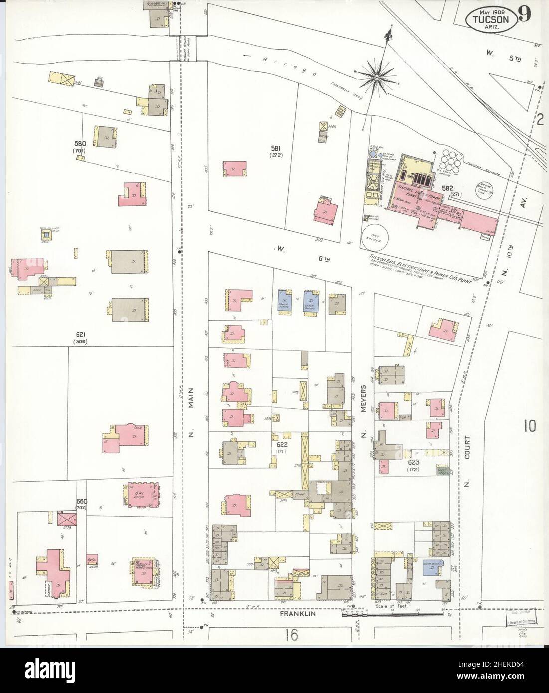 Sanborn Fire Insurance Map from Tucson, Pima County, Arizona Stock ...