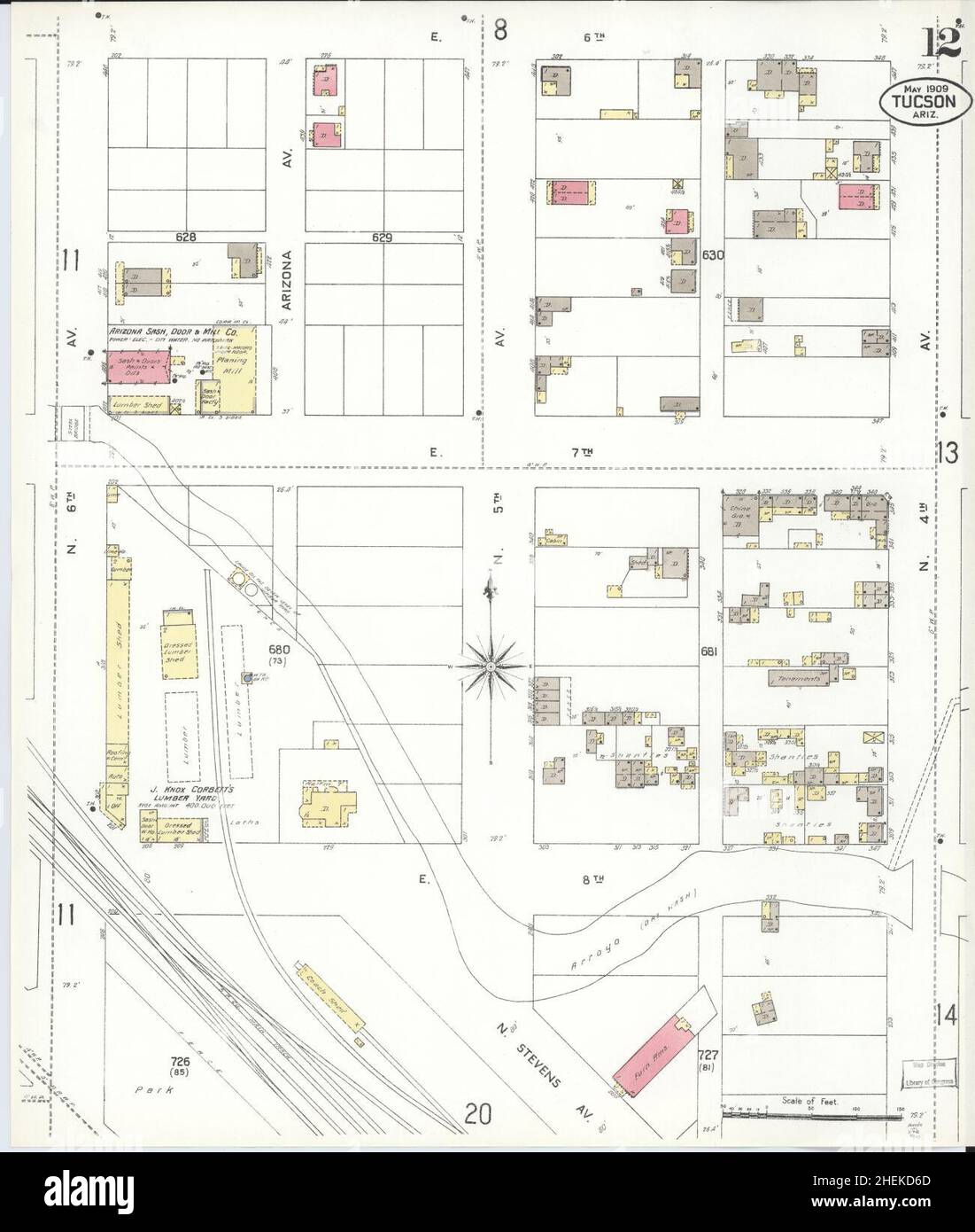 Sanborn Fire Insurance Map from Tucson, Pima County, Arizona Stock ...