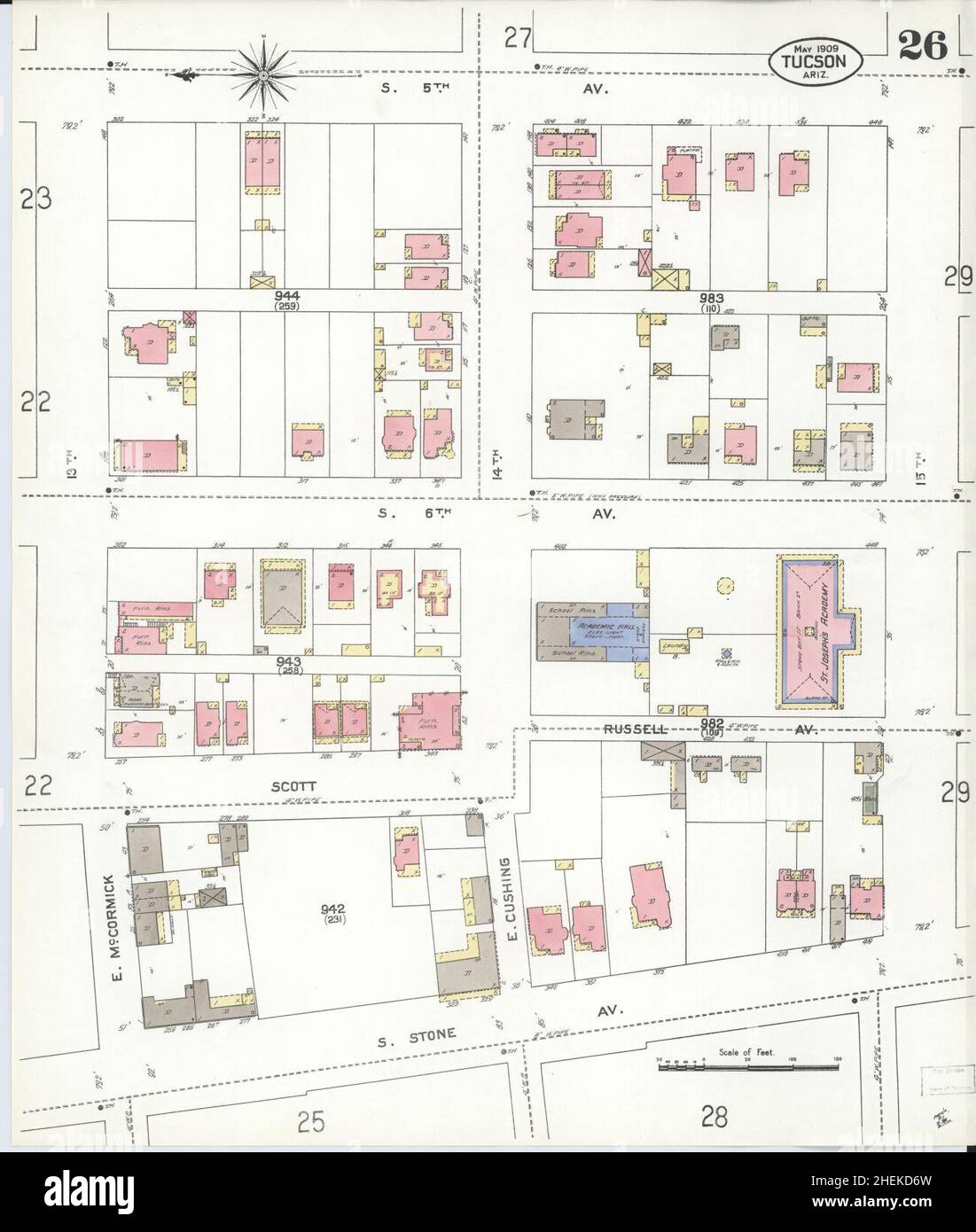 Sanborn Fire Insurance Map from Tucson, Pima County, Arizona Stock ...