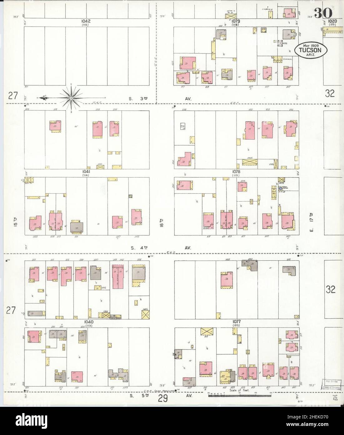 Sanborn Fire Insurance Map from Tucson, Pima County, Arizona Stock ...