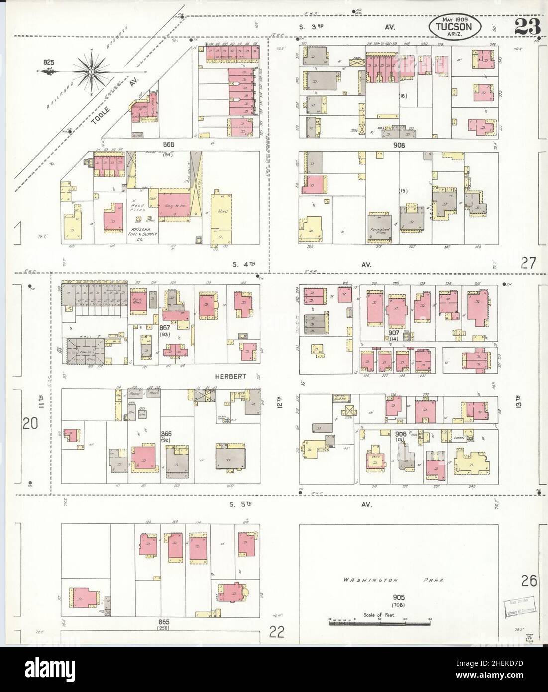Sanborn Fire Insurance Map from Tucson, Pima County, Arizona Stock ...
