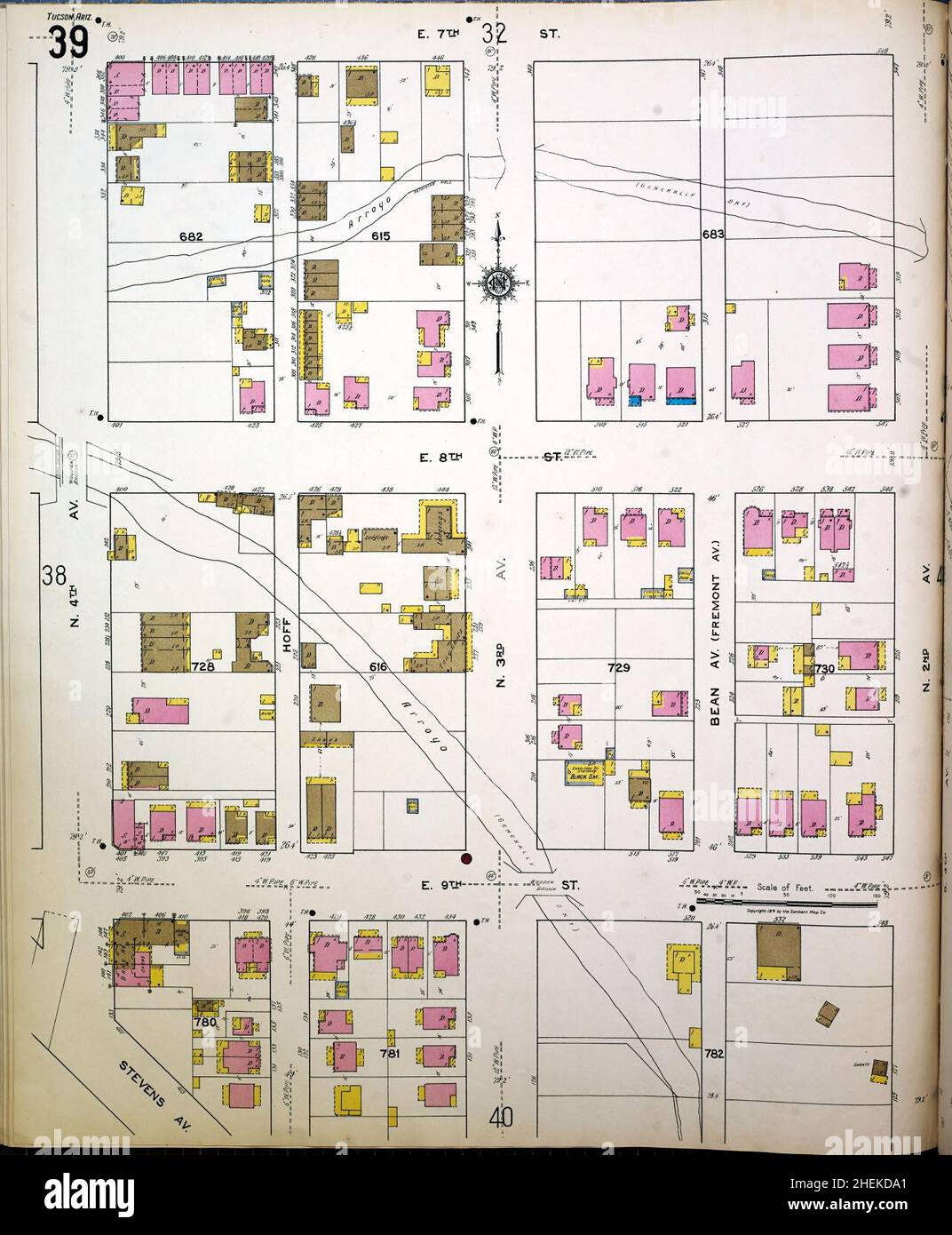 Sanborn Fire Insurance Map from Tucson, Pima County, Arizona Stock ...