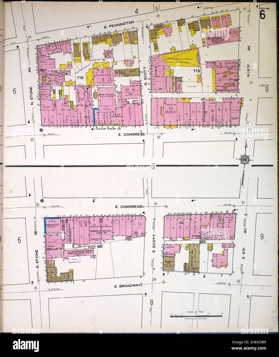 Sanborn Fire Insurance Map from Tucson, Pima County, Arizona Stock ...