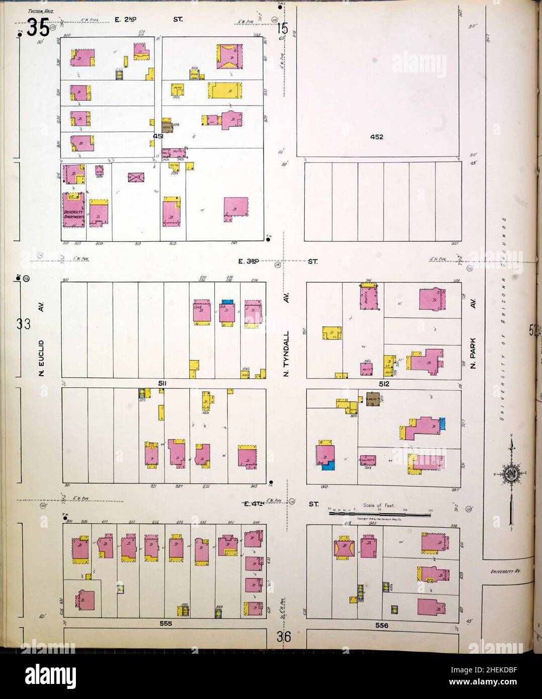 Sanborn Fire Insurance Map from Tucson, Pima County, Arizona Stock ...