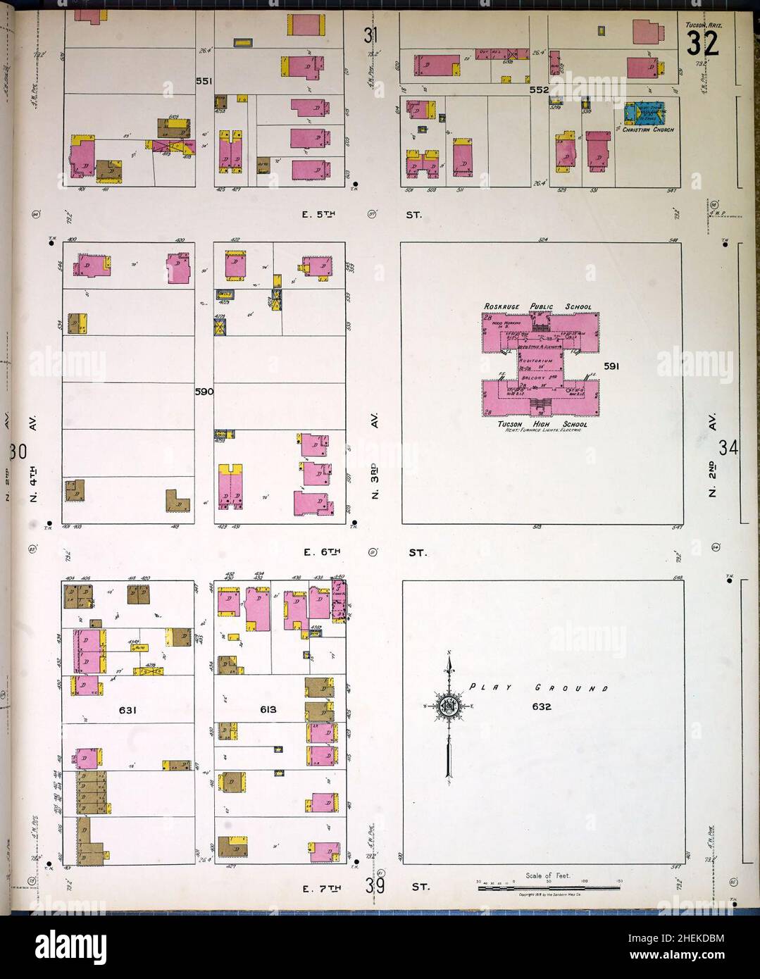 Sanborn Fire Insurance Map from Tucson, Pima County, Arizona Stock ...