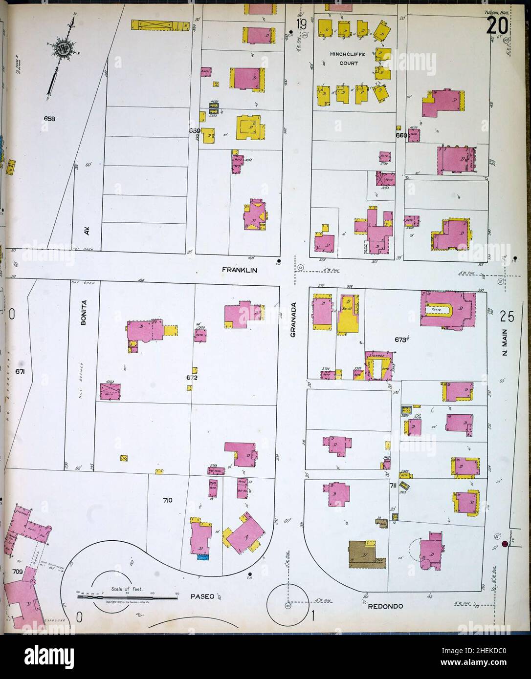 Sanborn Fire Insurance Map from Tucson, Pima County, Arizona Stock ...