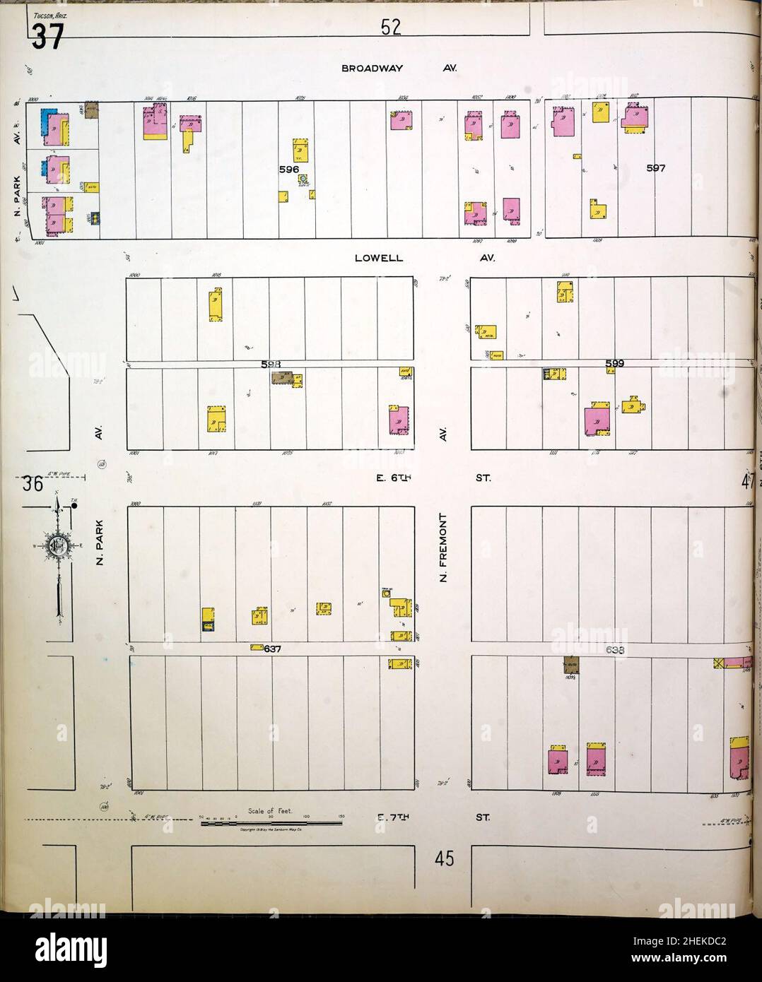 Sanborn Fire Insurance Map from Tucson, Pima County, Arizona Stock ...